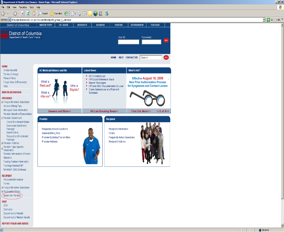 Searching for a Provider